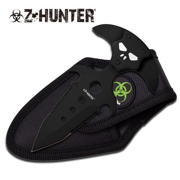 Dark Insertion Push Dagger Knife with Sheath - 5 In Overall
